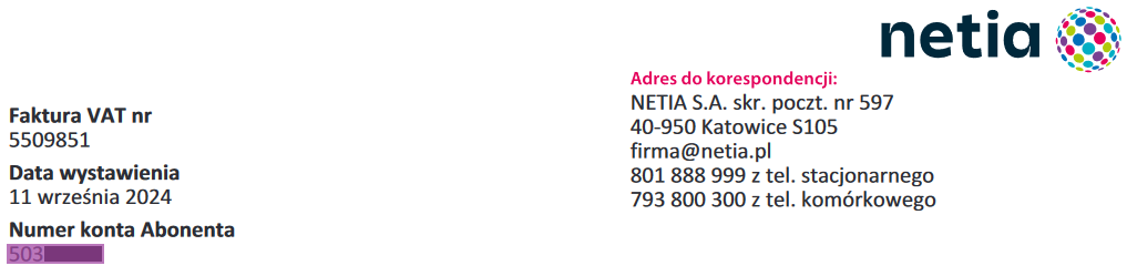 Gdzie znajdę numer konta i PIN? - Netia